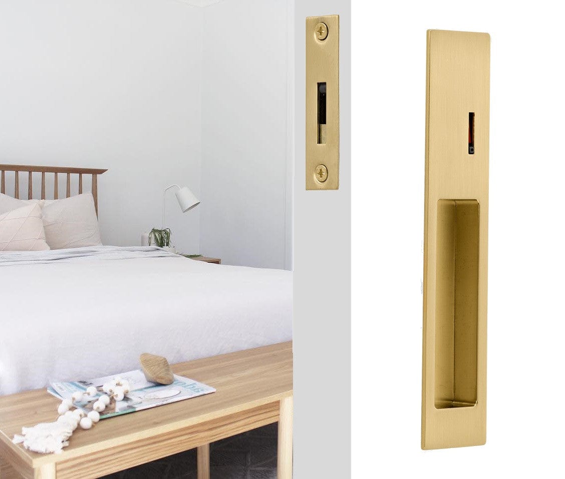 Brushed Brass Sliding Door Privacy Set I Mucheln Duke Series – Hardwarebox NZ